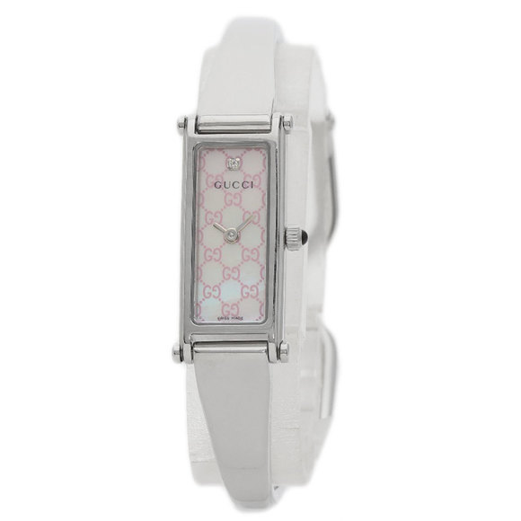 Gucci | Accessories | Gucci 50l Gg Square Face Bangle Watch Stainless ...